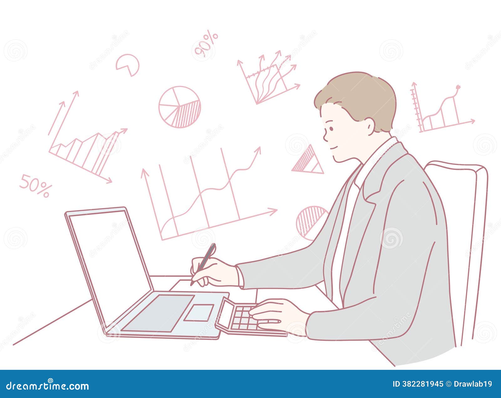 A Skilled Professional Performs Data Analysis And Visualization By Using A Laptop Effectively ...