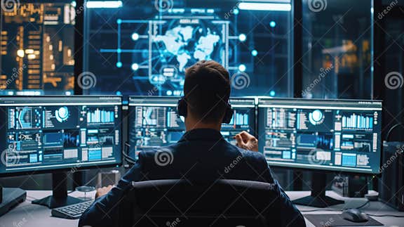 Skilled Programmer Coding Engineering Code while Sitting at Computer. AIG42. Stock Image - Image ...