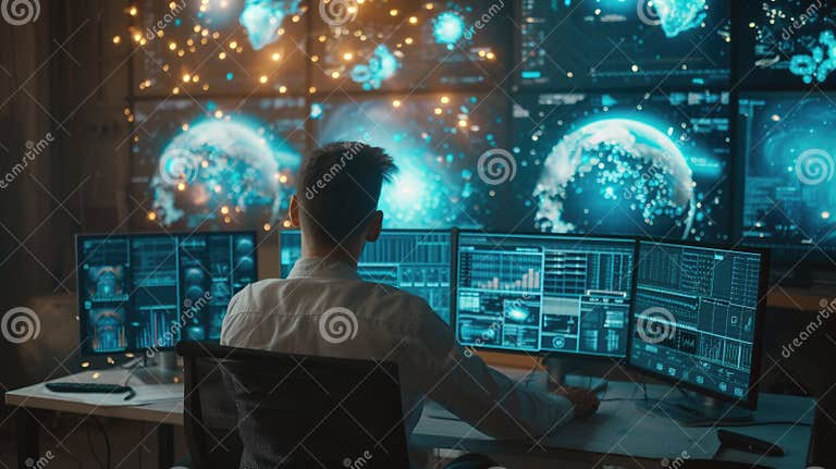 Skilled Programmer Coding Engineering Code While Sitting At Computer