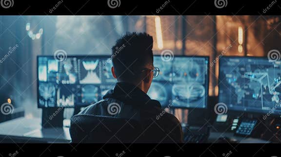 Skilled Programmer Coding Engineering Code While Sitting At Computer