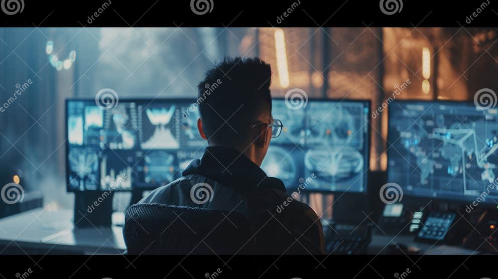 Skilled Programmer Coding Engineering Code While Sitting At Computer