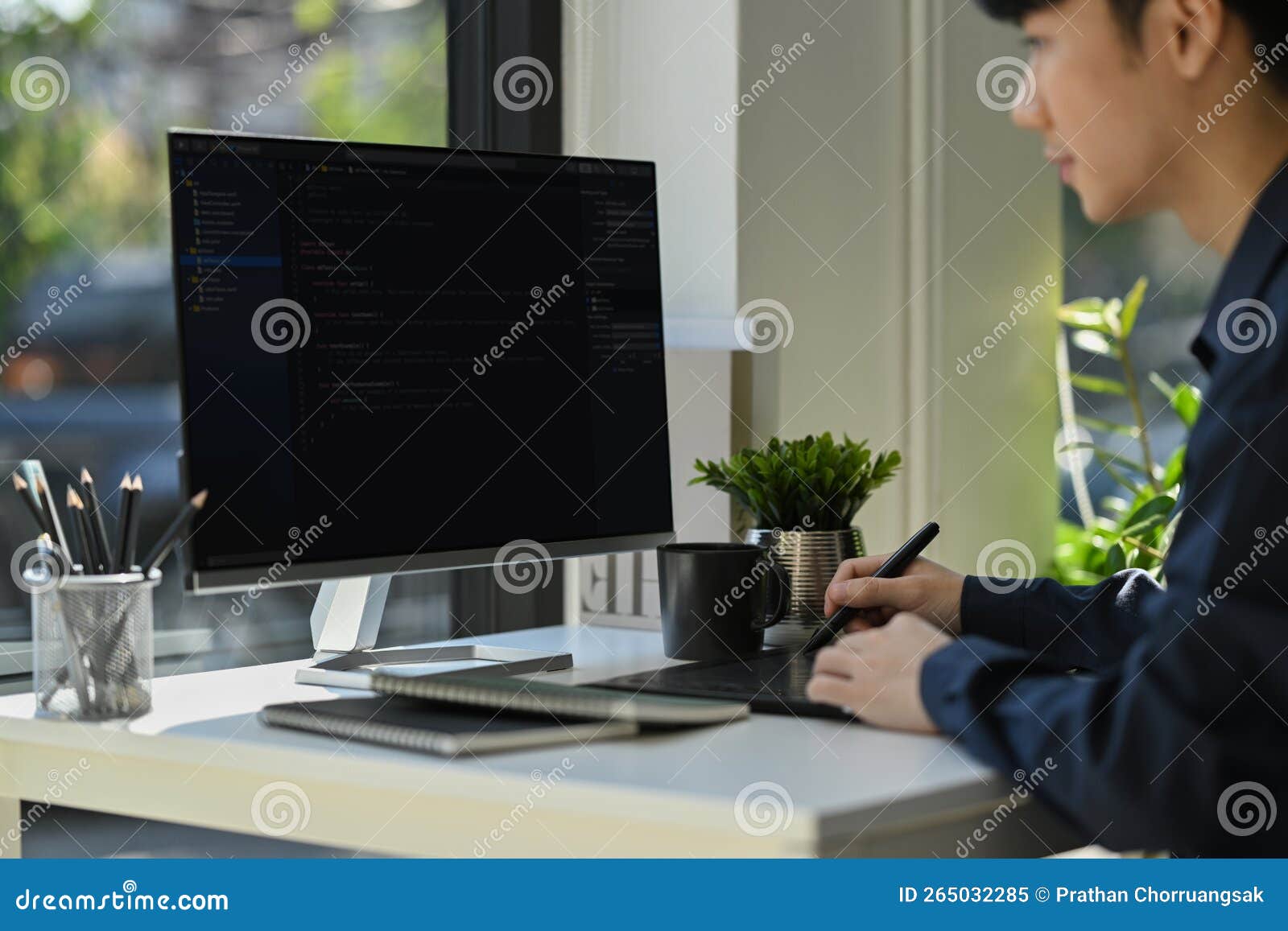 Skilled Programmer Working On Web Site Project In A Software Developing On Desktop Computer At