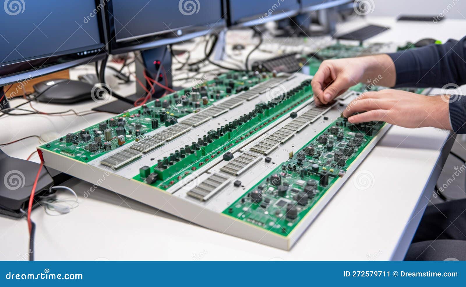Skilled Technician Testing Communication Device in Clean Room of High ...
