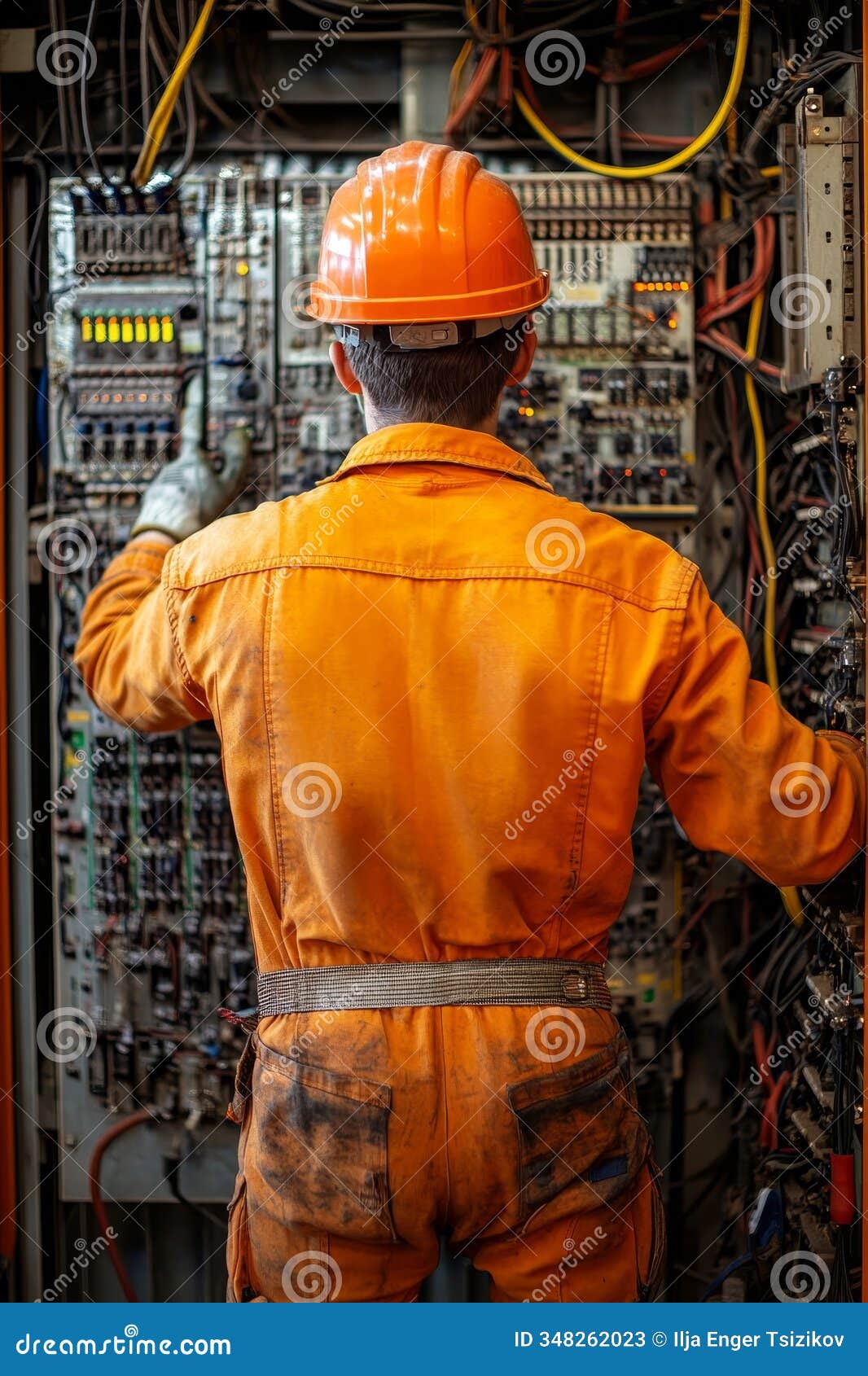 Skilled Technician Working on Control Panel, Maintaining Industrial ...