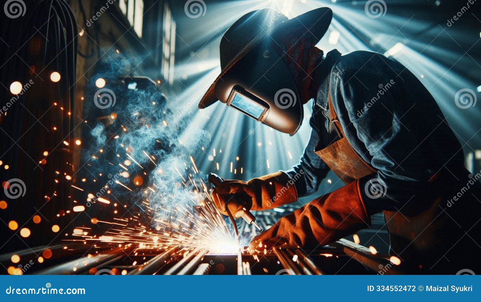 Skilled Welder at Work in Dynamic Industrial Setting with Intense ...