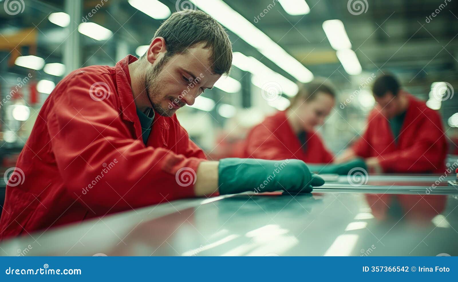 Workers Engaged in Assembly Line Tasks in a Manufacturing Facility ...