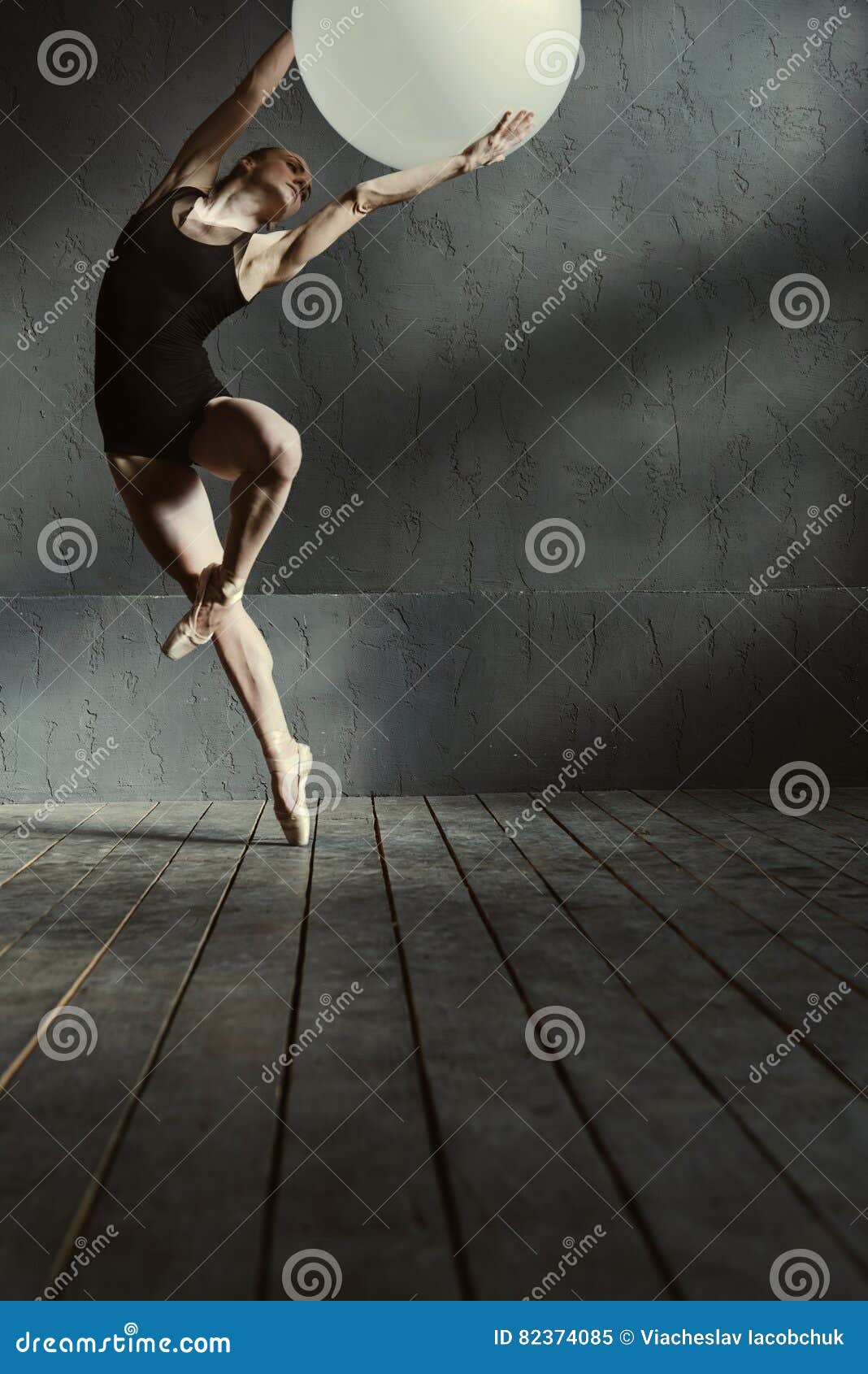 Skilled Young Gymnast Performing Using the White Balloon Stock Image ...