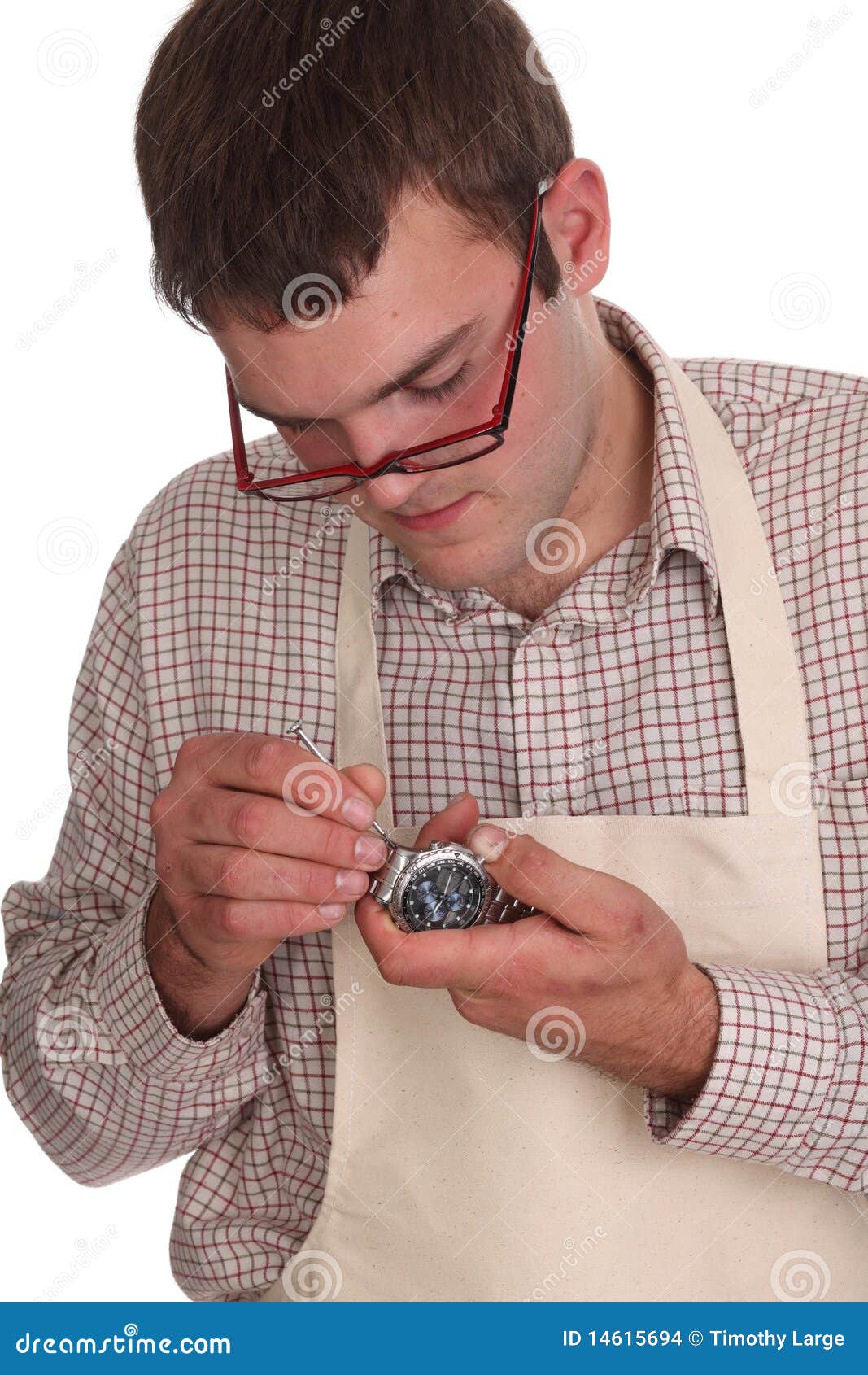 Skilled Young Man Repairing a Watch Stock Photo - Image of white, wrist ...