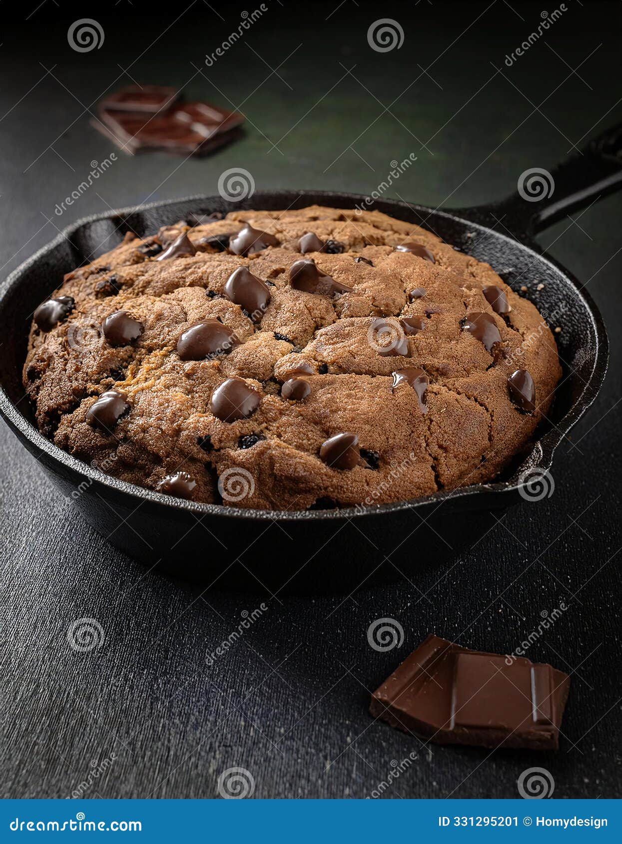 Skillet Cookie With Melted Chocolate Chunks Royalty-Free Stock Photo ...