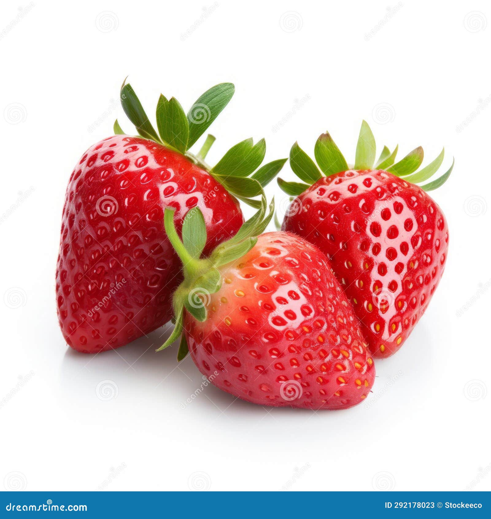 Skillful Composition of Three Whole Strawberries on White Background ...