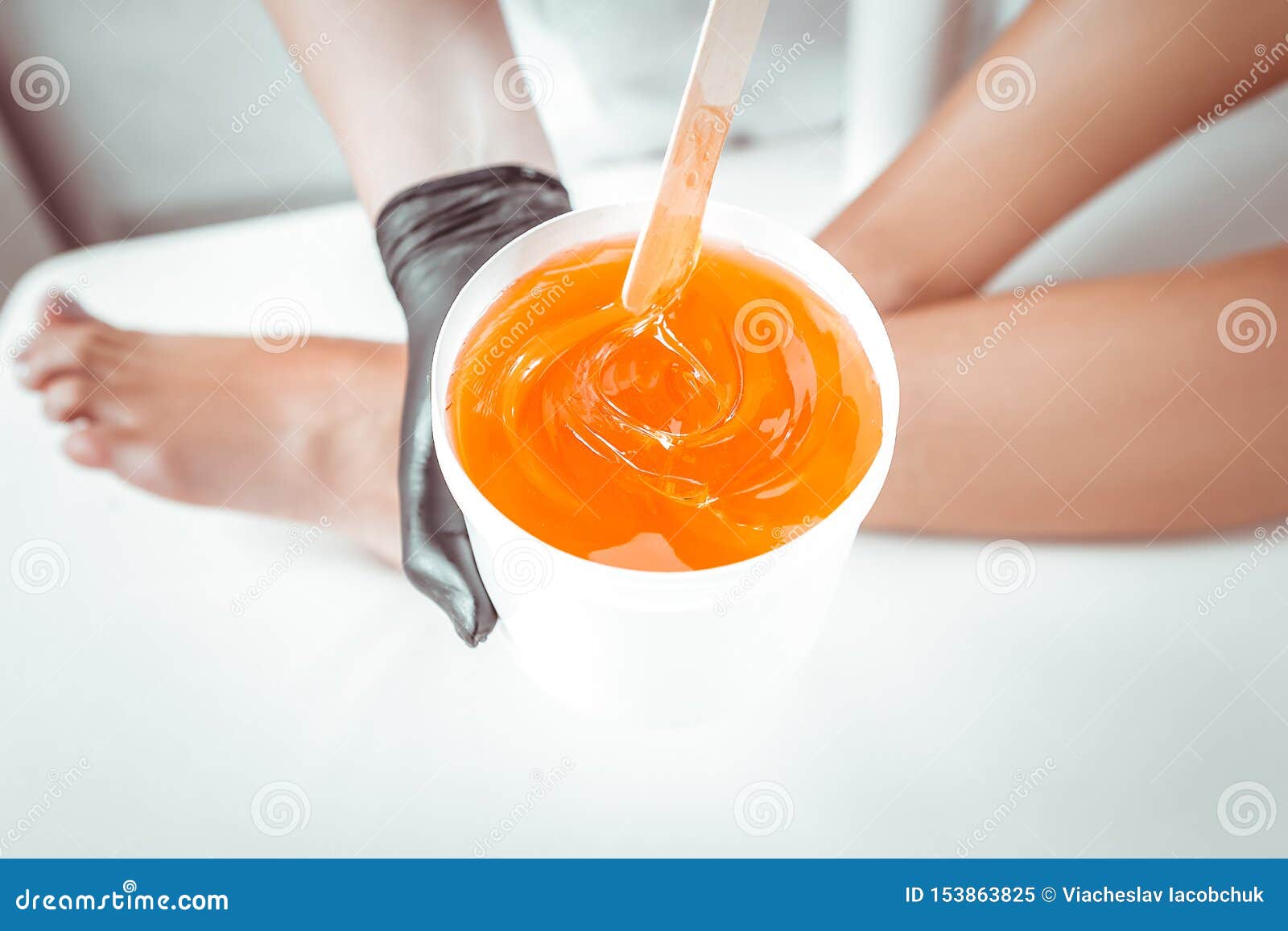 Skillful Depilation Master Using Sugaring Method for Procedure Stock ...