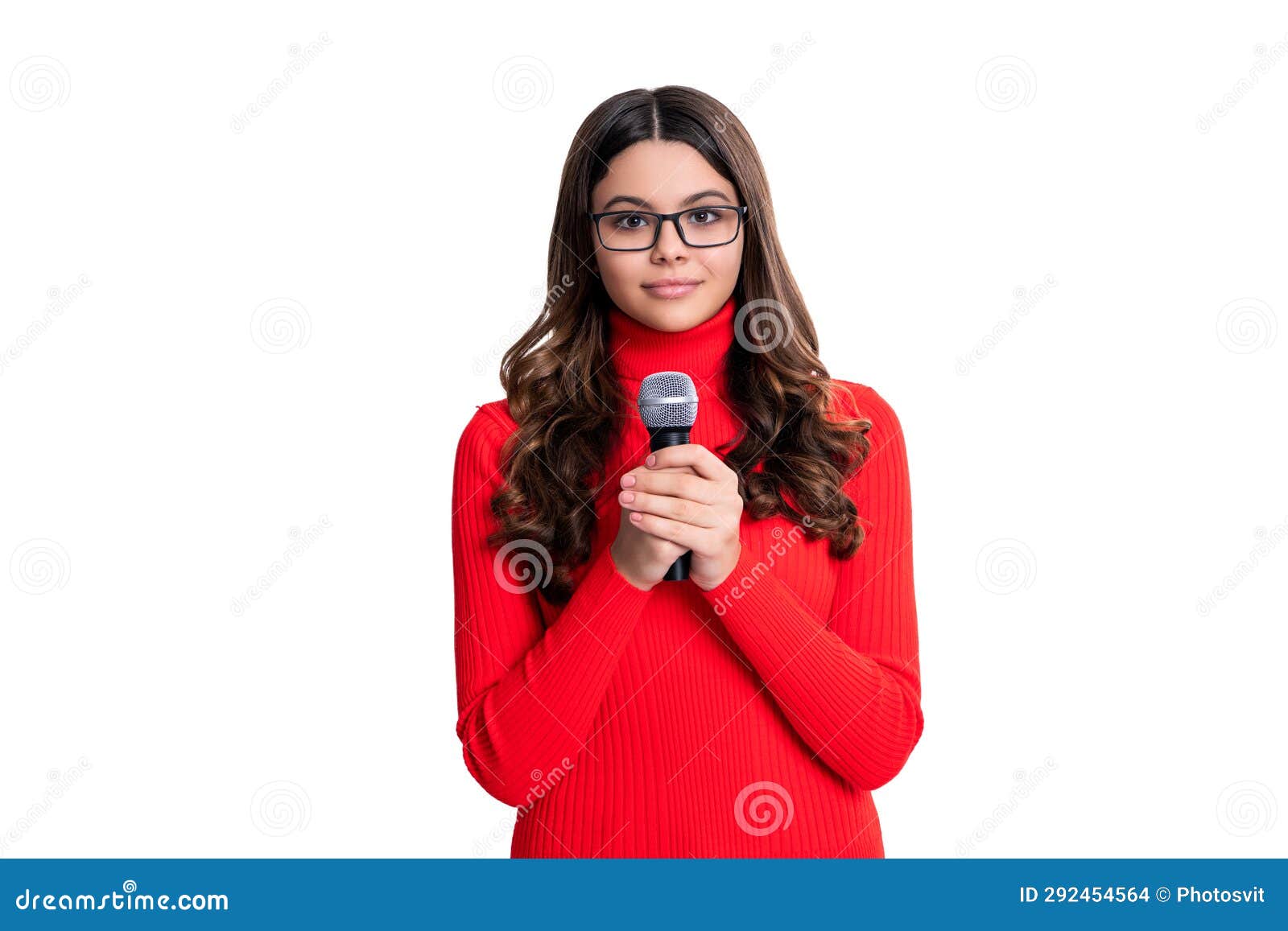 Skillful Girl Speaker Engaging in Insightful Interviews. Professional ...