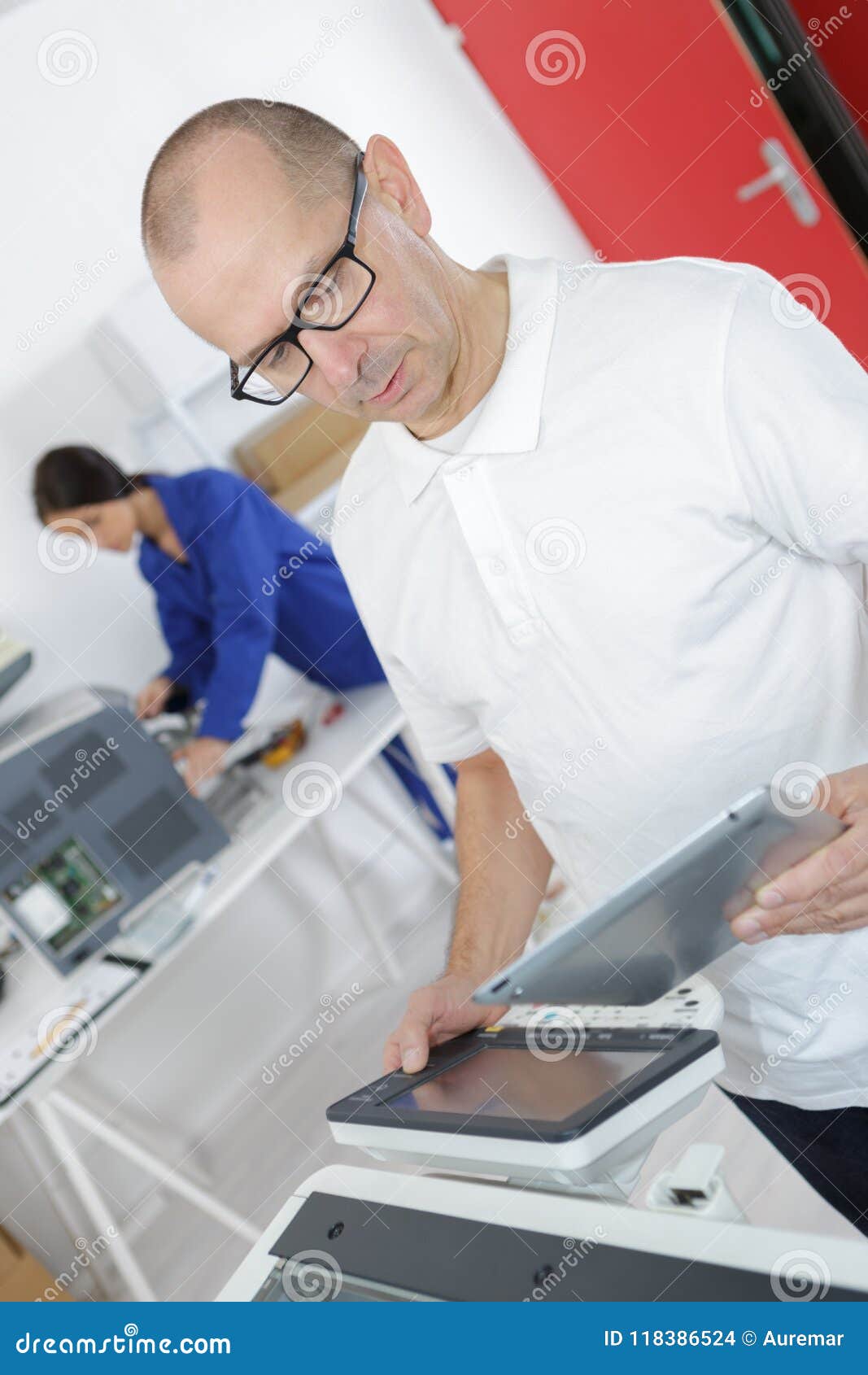 Skillful Male Engineer Using Printing Stock Photo - Image of research ...