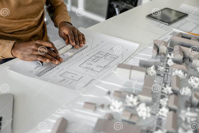 Skillful Man Architect Using Technology in His Workplace Stock Image ...