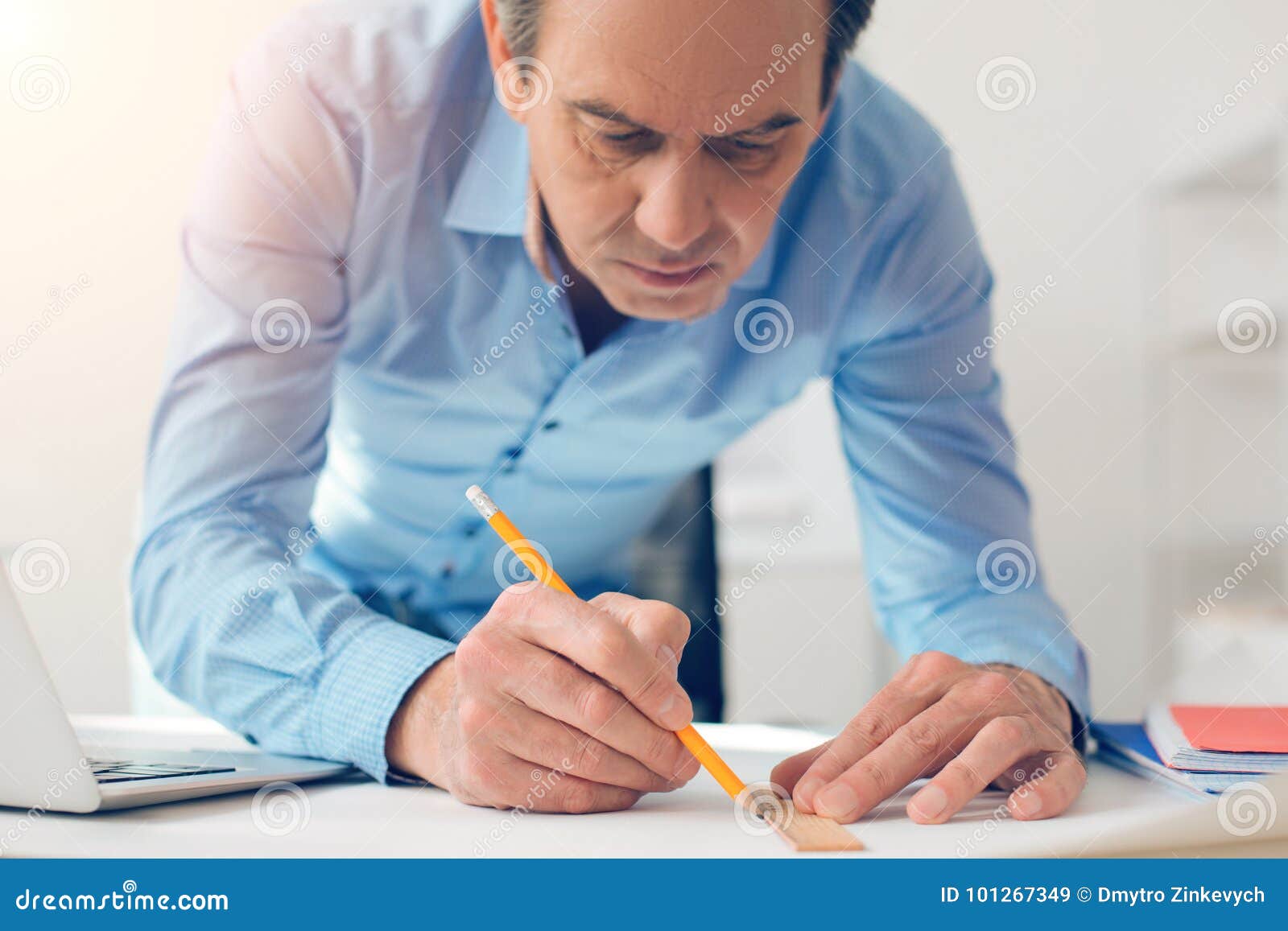 Skillful Professional Engineer Drawing Stock Image - Image of industry ...