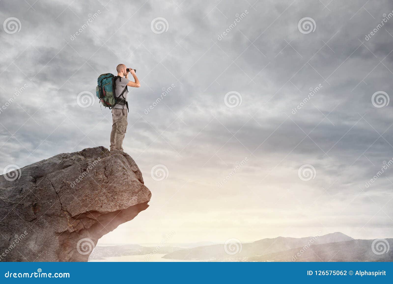 Explorer on the Peak of a Mountain Stock Photo - Image of altitude ...