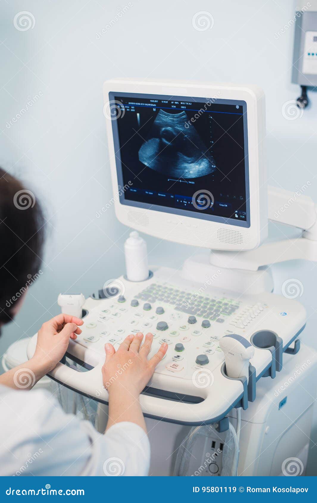Skillful Sonographer Using Ultrasound Machine at Work Stock Image ...