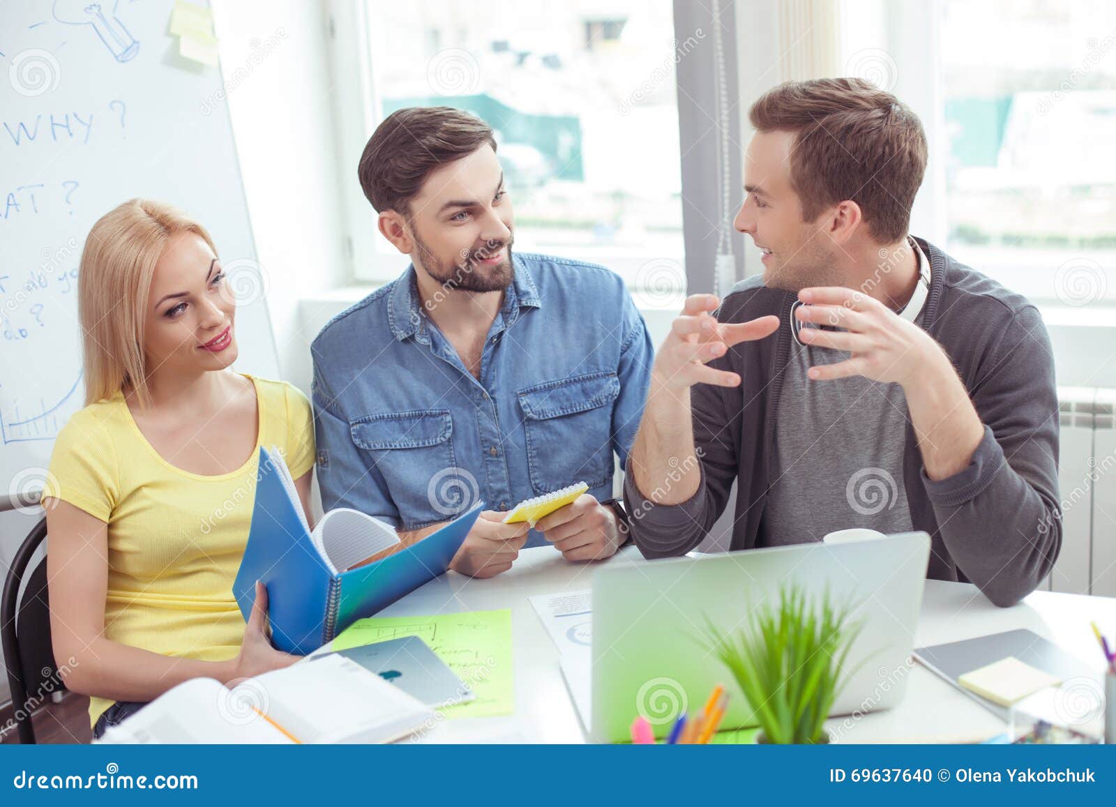 Skillful Three Workers are Speaking in Office Stock Photo - Image of ...