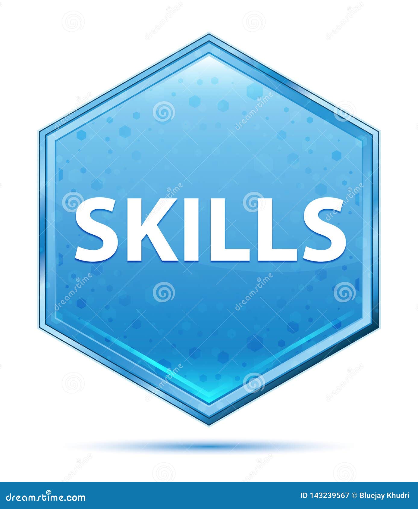 Skills Crystal Blue Hexagon Button Stock Illustration - Illustration of ...
