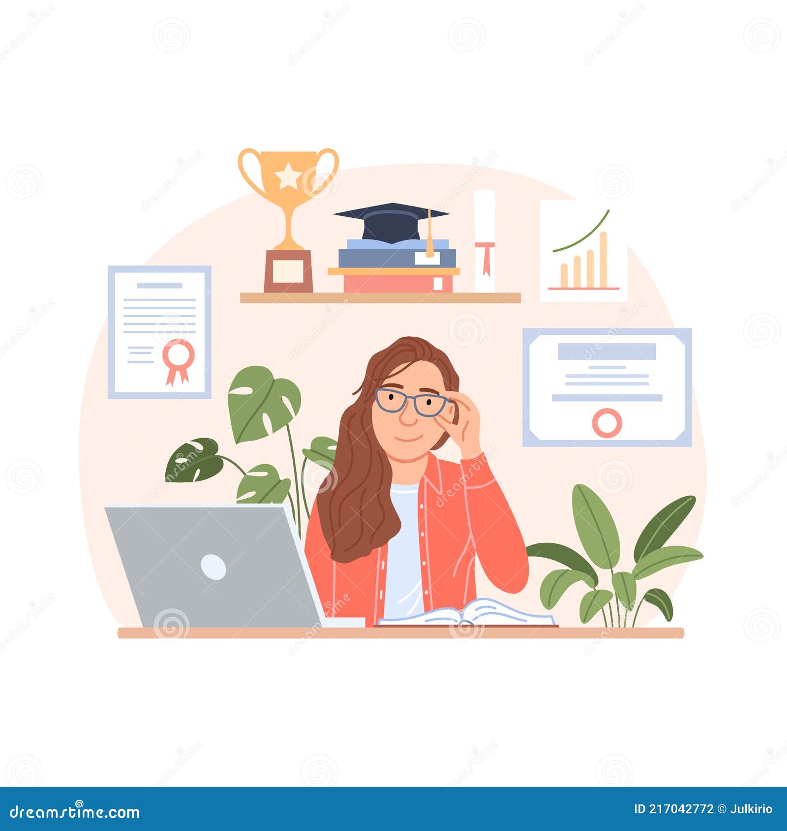 Skills Development Concept. Flat Business Woman. Stock Vector ...