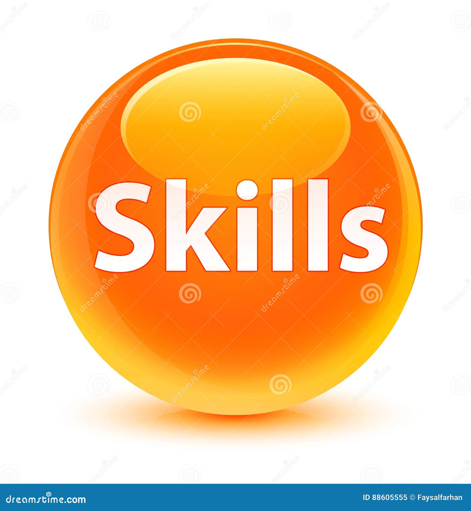 Skills Glassy Orange Round Button Stock Illustration - Illustration of ...