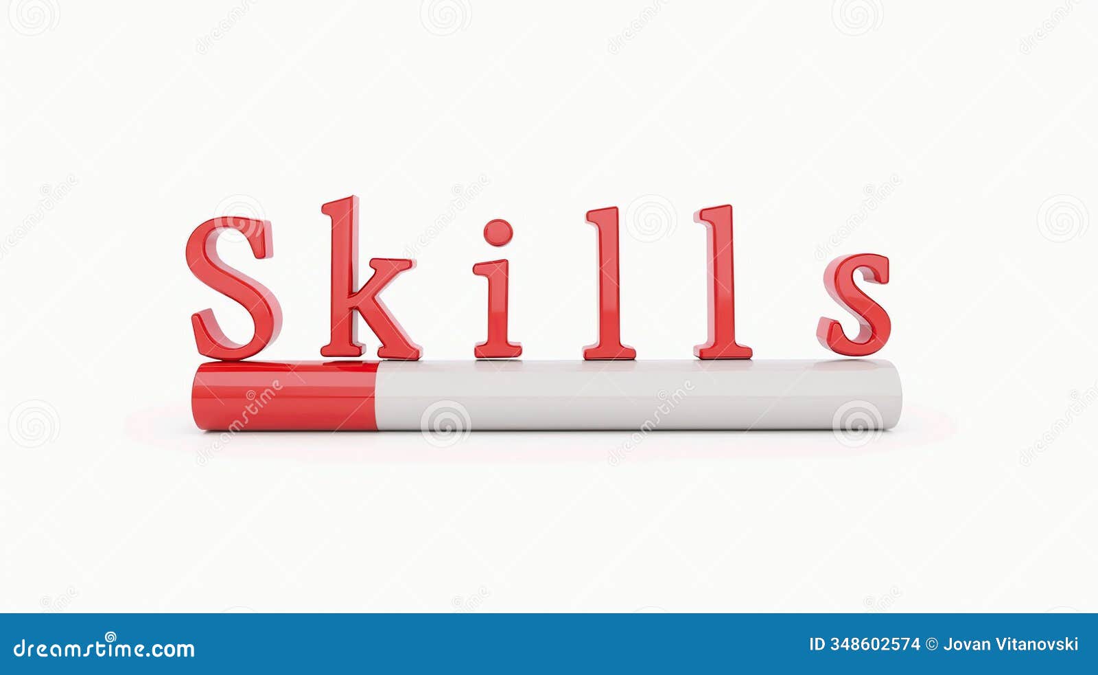 Skills Loading Bar Concept with Red Letters on White Background Stock ...