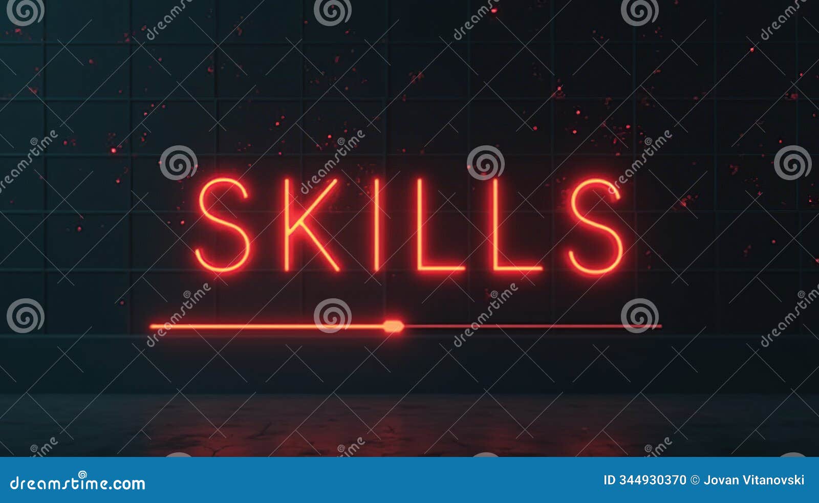 Skills Loading Bar with Glowing Red Neon Text Stock Illustration ...