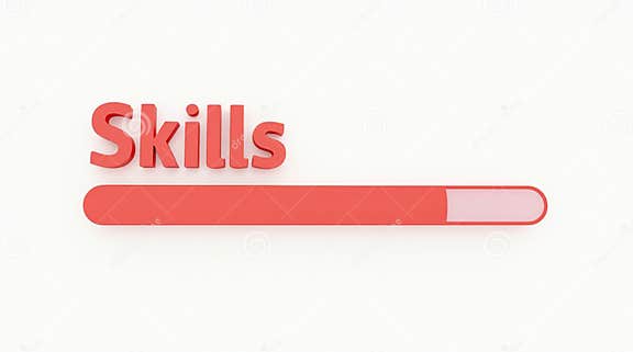 Skills Loading Bar Progress Concept with Red Text Stock Illustration ...
