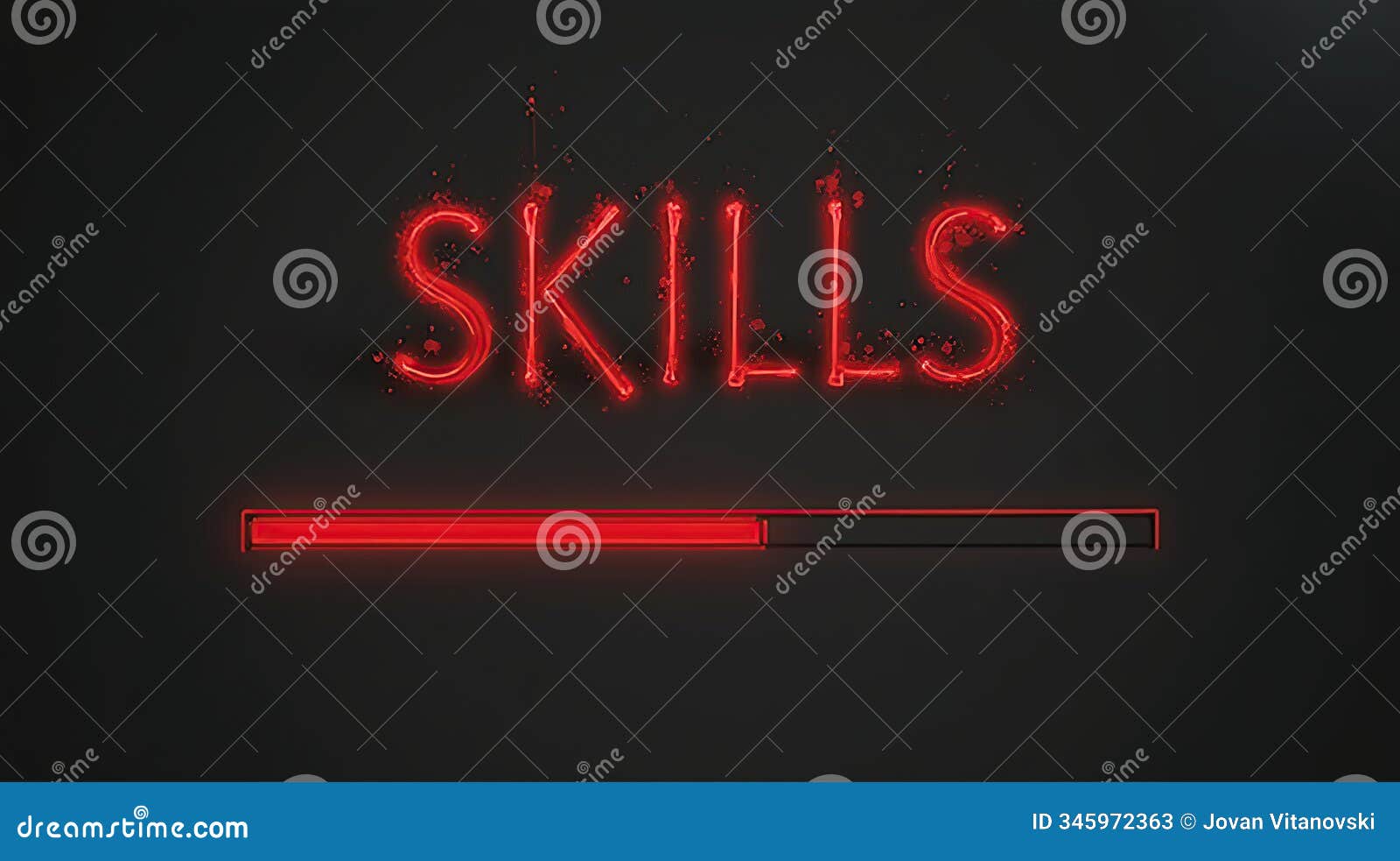 Skills Loading Progress Bar with Red Neon Text Stock Illustration ...