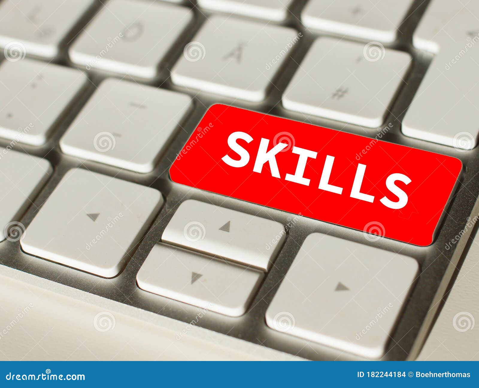 Skills on Red Button of a Keyboard Stock Photo - Image of circuit ...