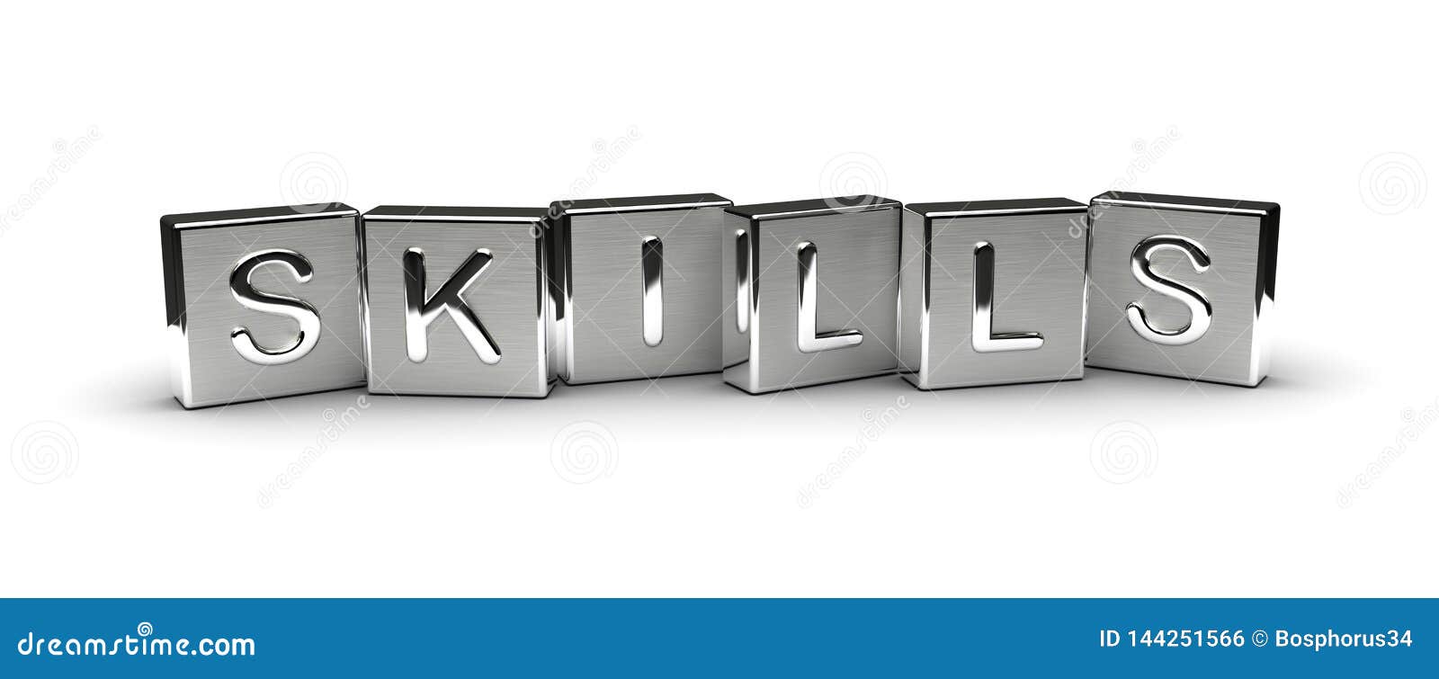 Skills Text on Metal Block stock illustration. Illustration of modern ...