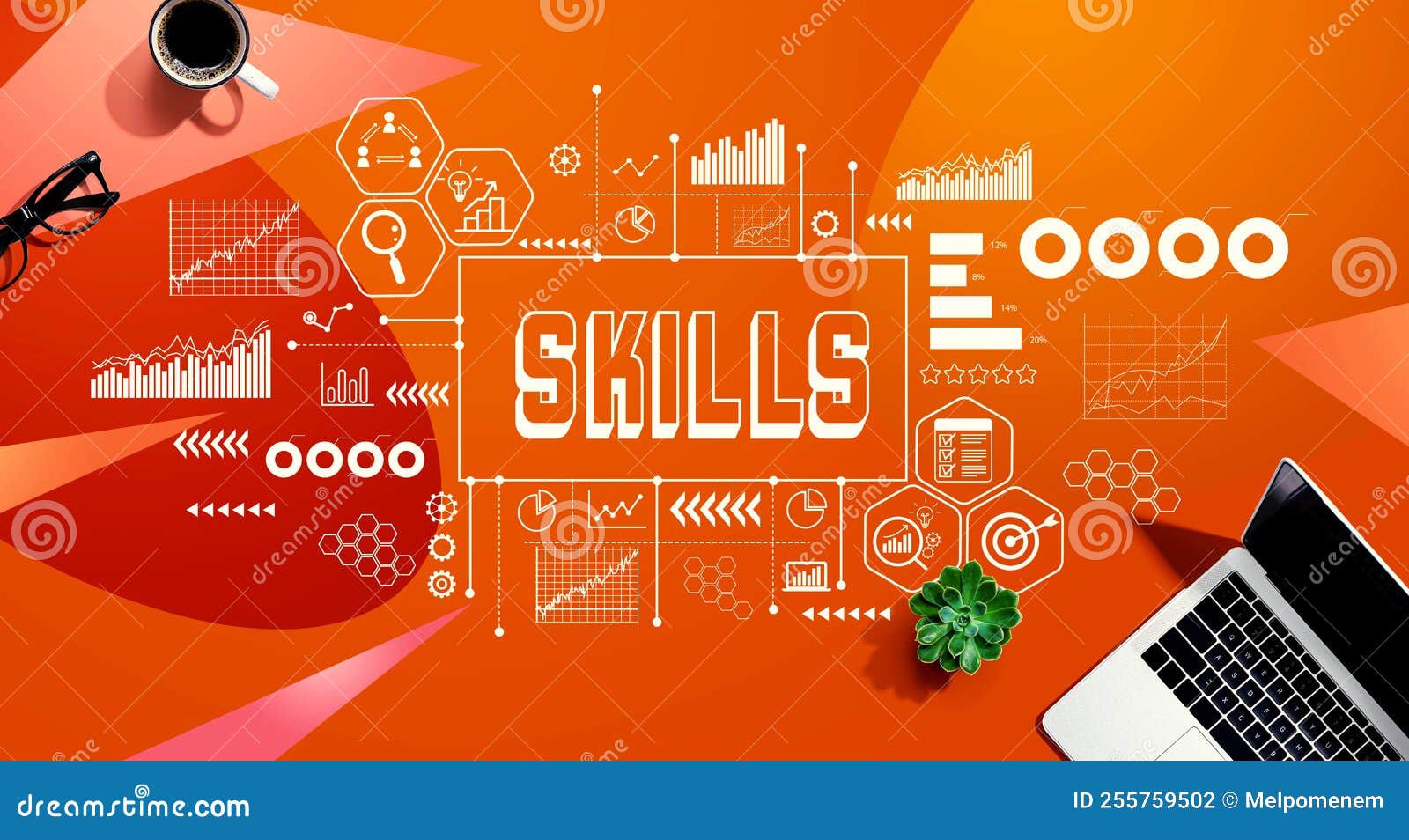 Skills Theme with a Laptop Computer Stock Photo - Image of success ...