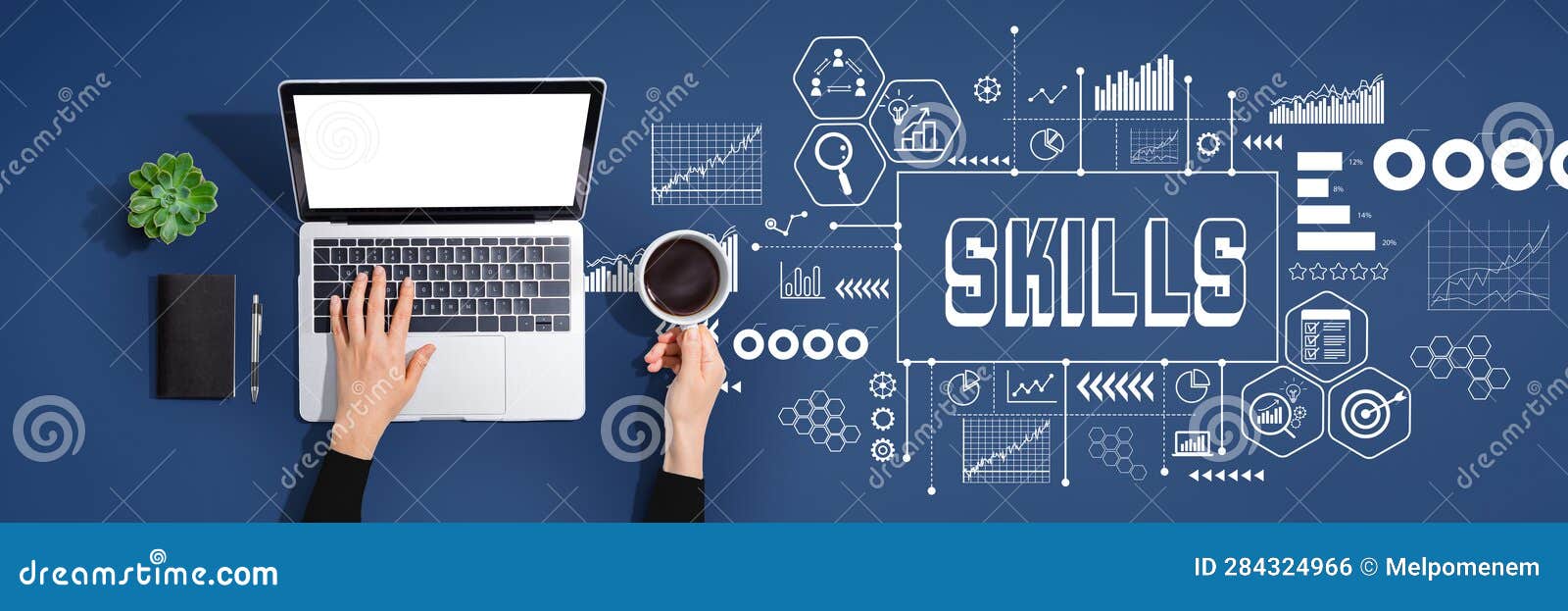 Skills Theme with Person Using Laptop Computer Stock Photo - Image of ...