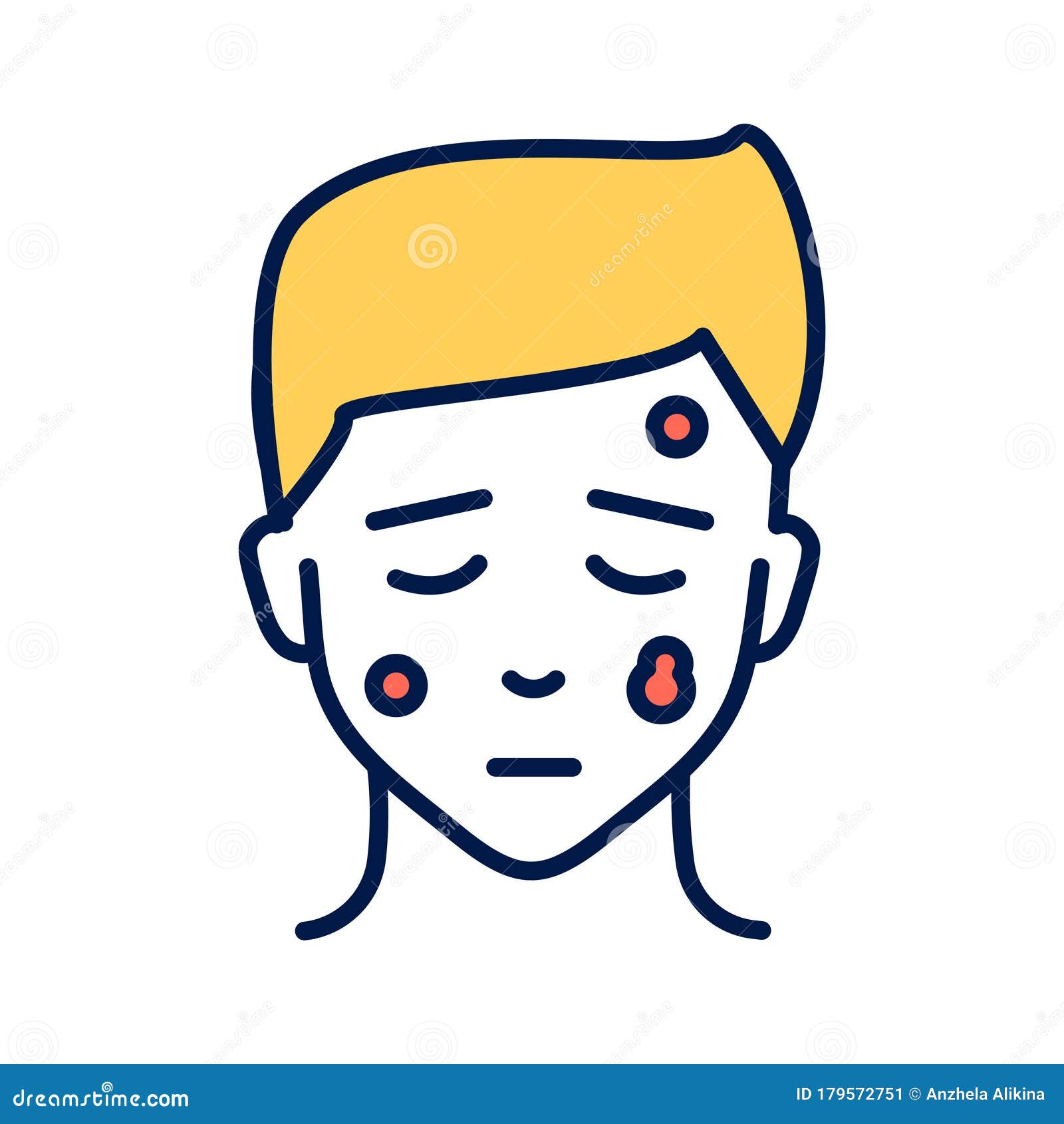 Skin Cancer Line Color Icon Human Dermatology Disease Concept