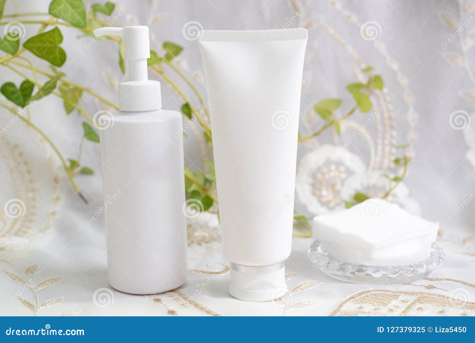 Skin care basic cosmetics stock image. Image of products - 127379325