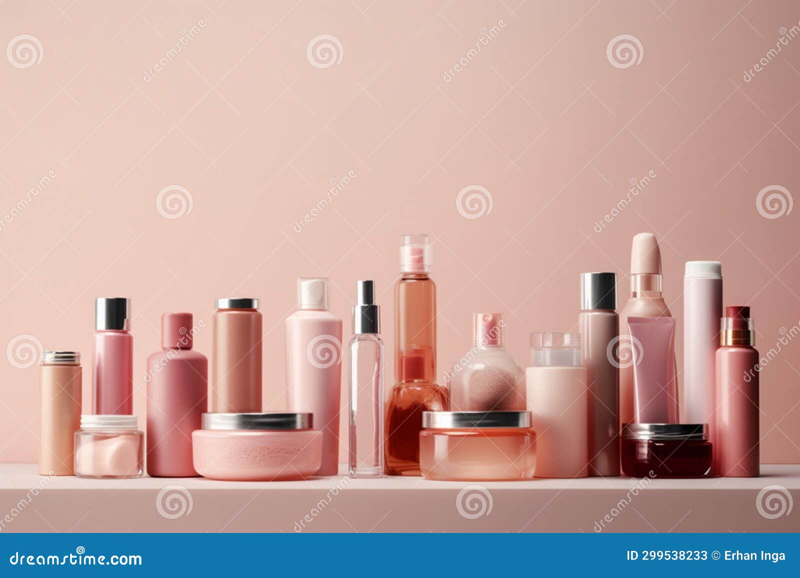 Skin Care Cosmetic Products on Pink Background. Stock Image - Image of ...