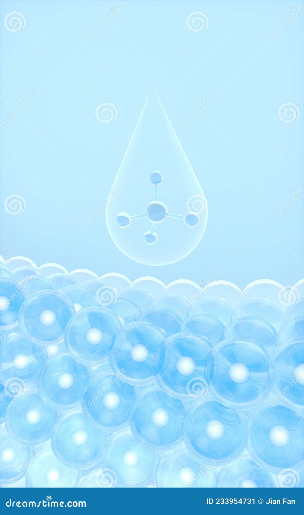 Skin Cells Absorb the Molecule, 3d Rendering Stock Illustration ...