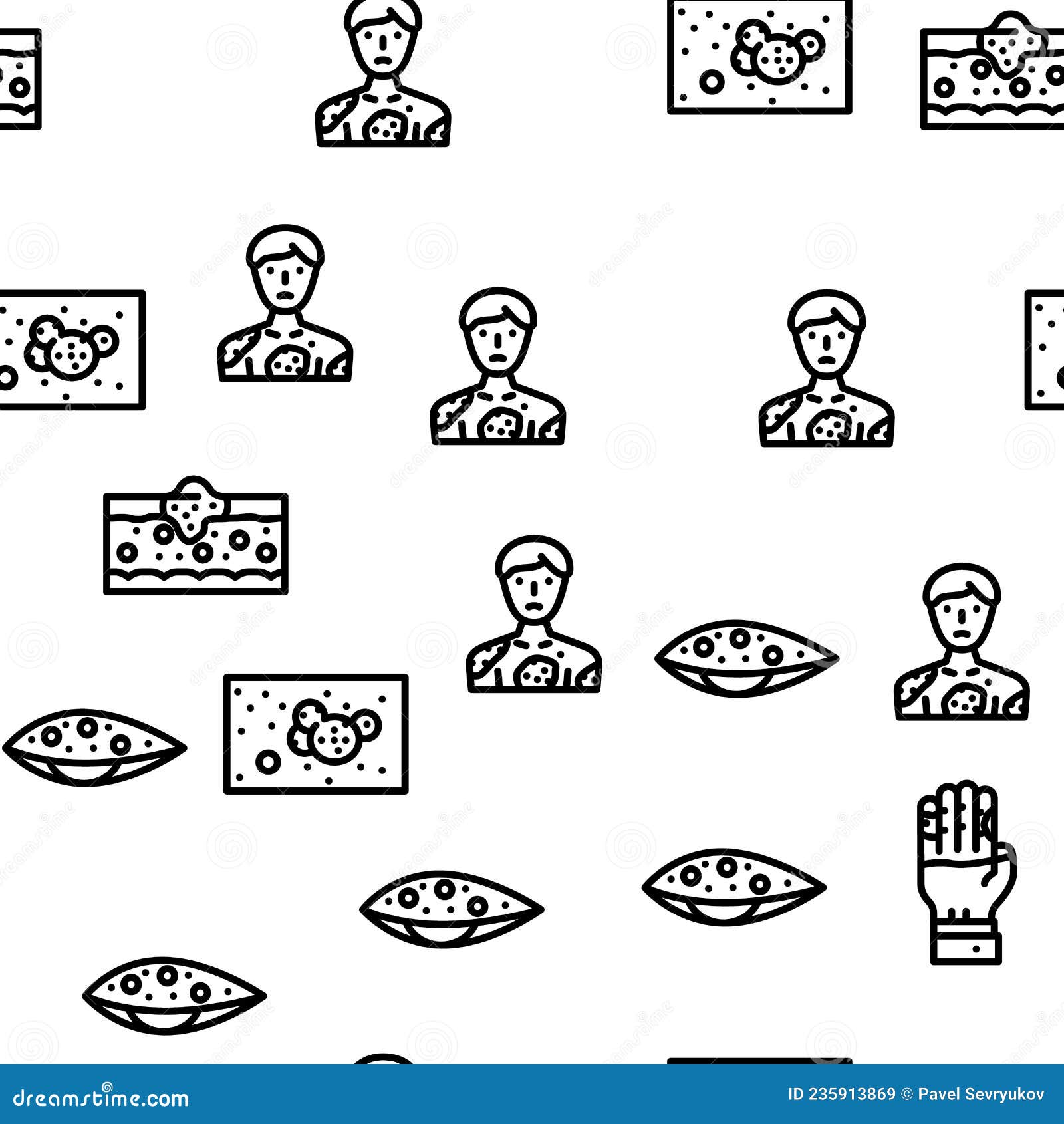 Skin Disease Human Health Problem Vector Seamless Pattern Stock Vector ...