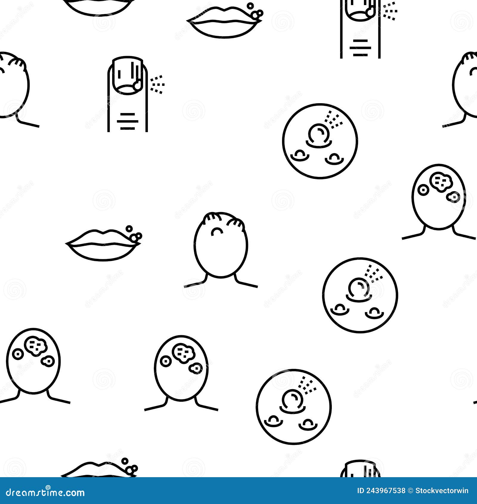 Skin Disease Symptom Vector Seamless Pattern Stock Illustration ...