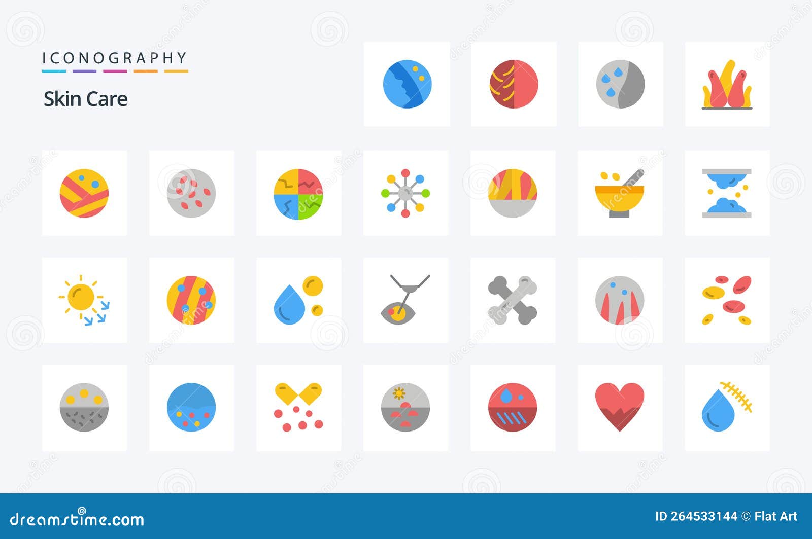25 Skin Flat Color Icon Pack Stock Vector - Illustration of cosmetic ...