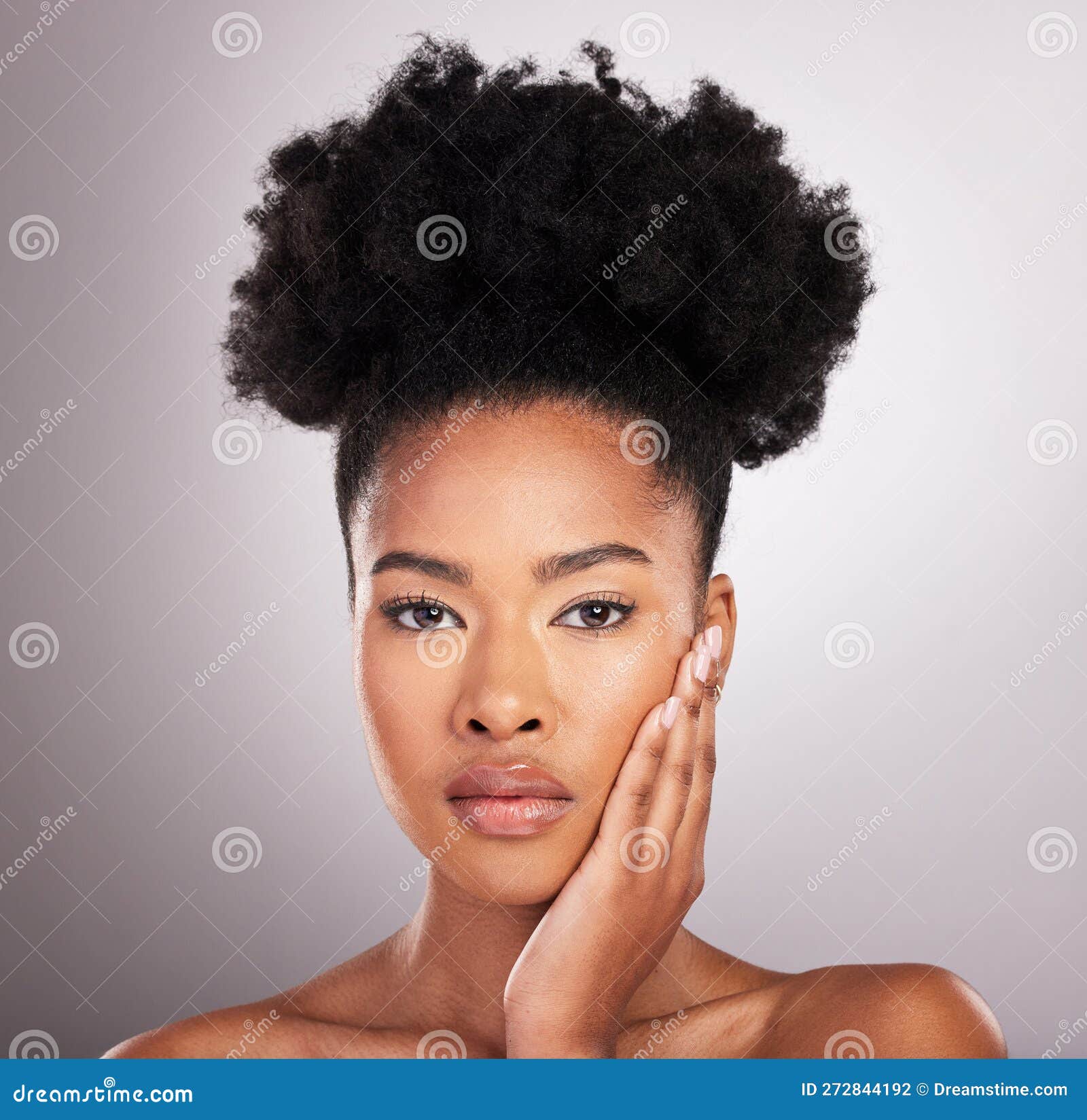 Skincare Cosmetics And Portrait Black Woman With Confidence White