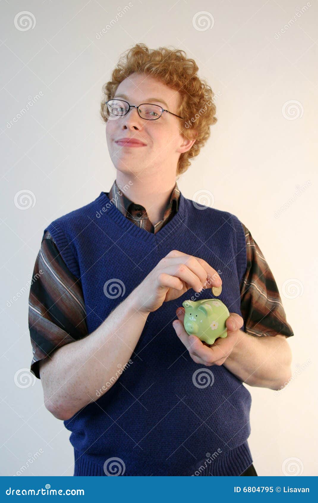 Skinflint Mit Piggy Querneigung Stockbild - Bild von idiotisch ...