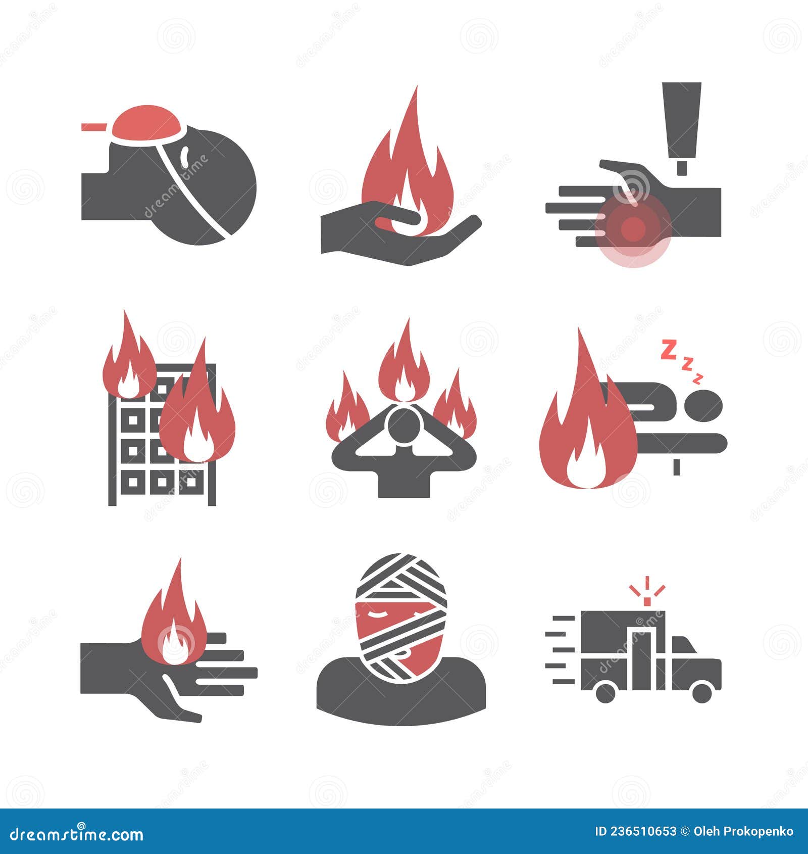 Skinl Burns Kine Icons. Treatment. Vector Illustrations | CartoonDealer ...