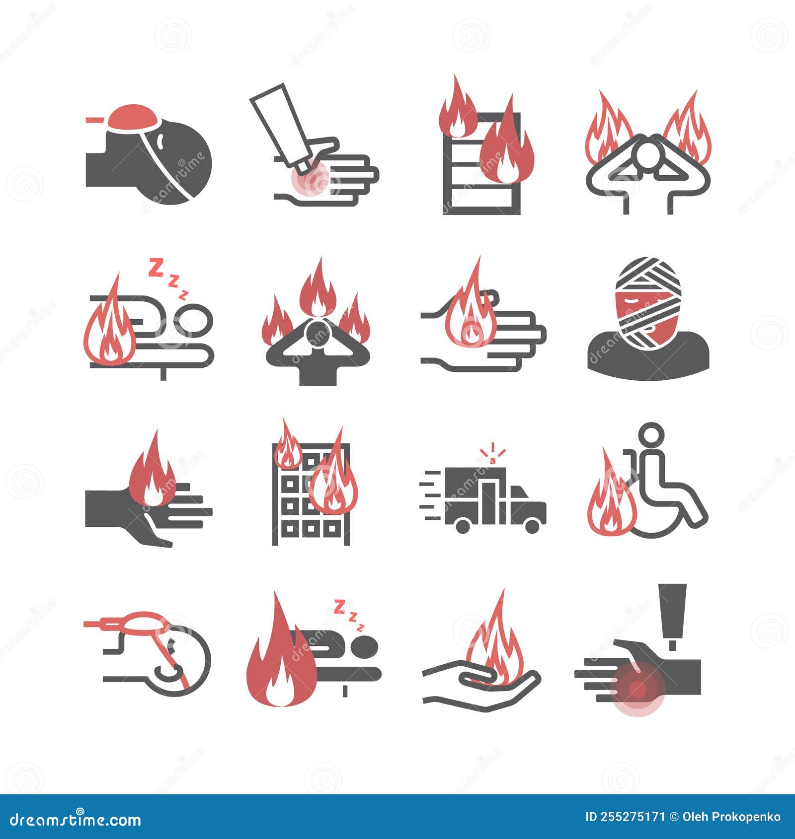 Skinl Burns Icons. Treatment. Vector Illustrations. Vector Signs for ...