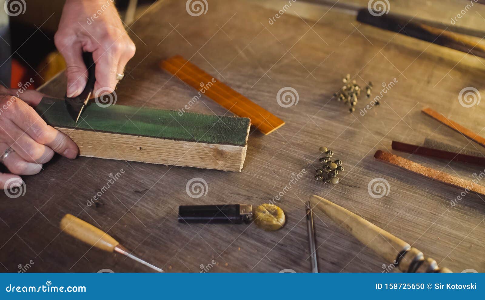 Skinner Sharpens Knife for Work Stock Photo - Image of knife, handmade ...