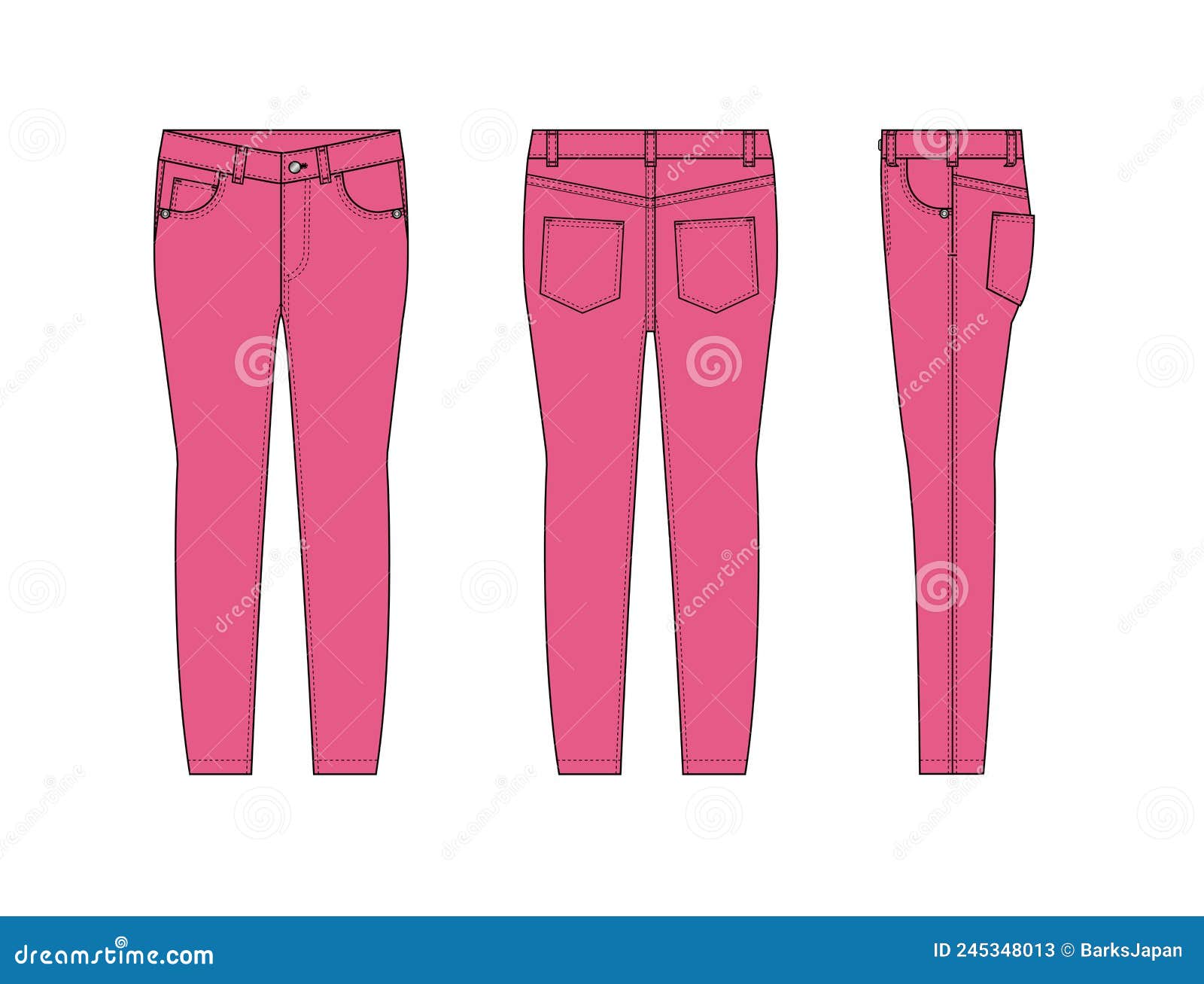 Skinny Jeans Pants Vector Template Illustration | Pink Stock Vector ...