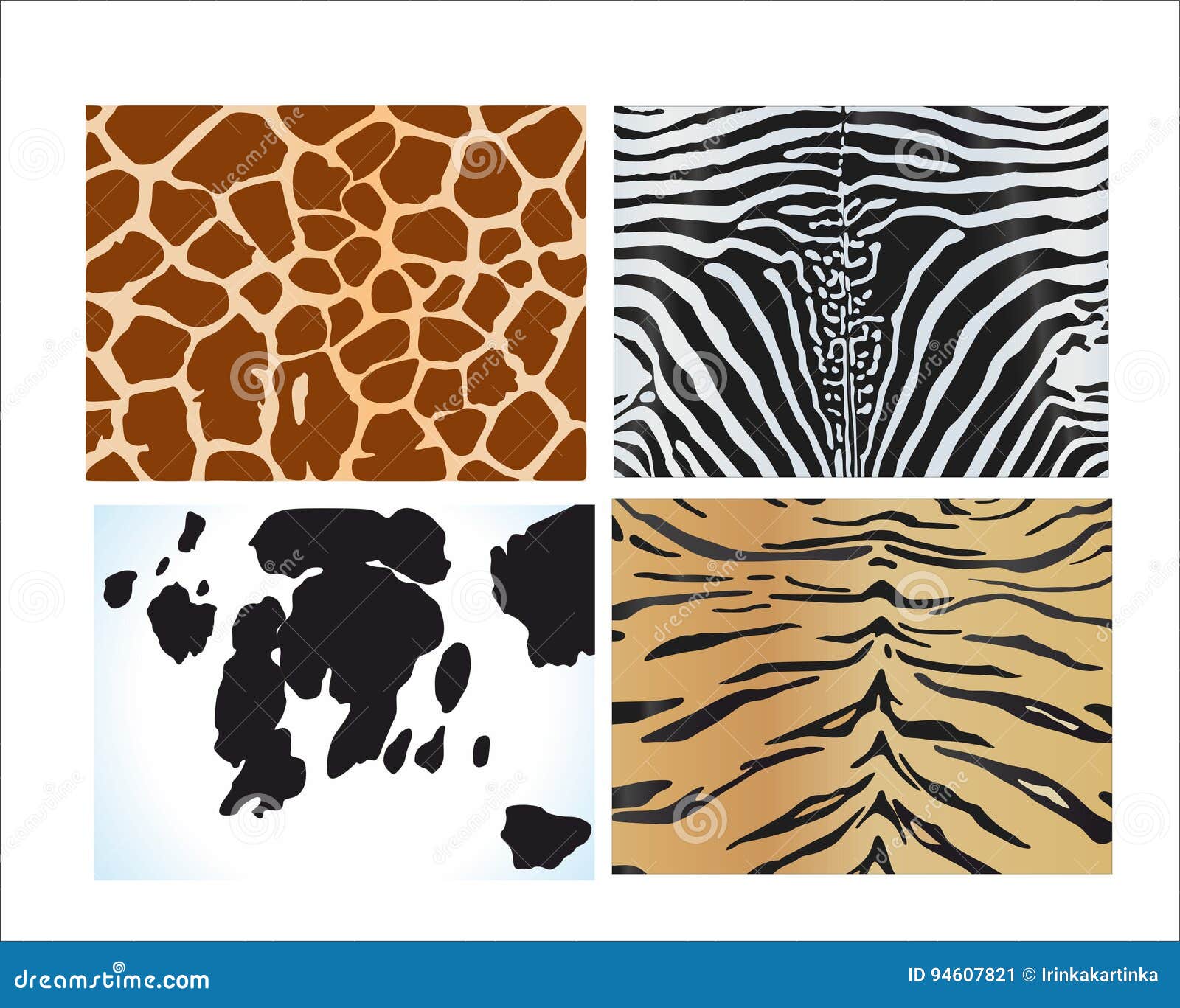 Skins Of Different Animals On A White Background Cartoon Vector ...
