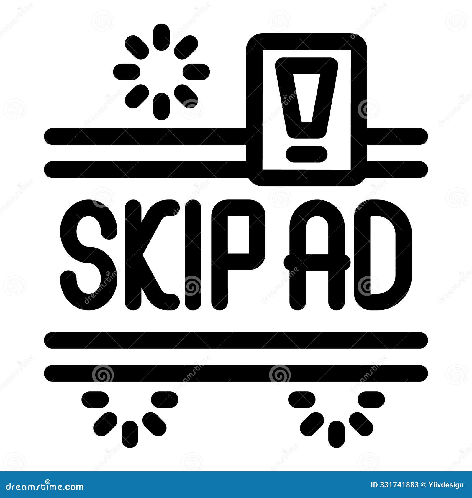 Skip Ad Button Showing Stop Sign Over Video Player Stock Vector ...