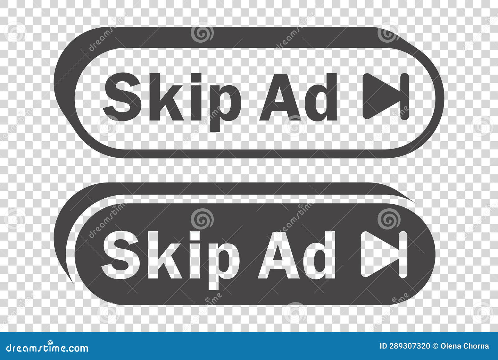 Skip Ad Button. Video Block Icon for Advertising. App Template for ...