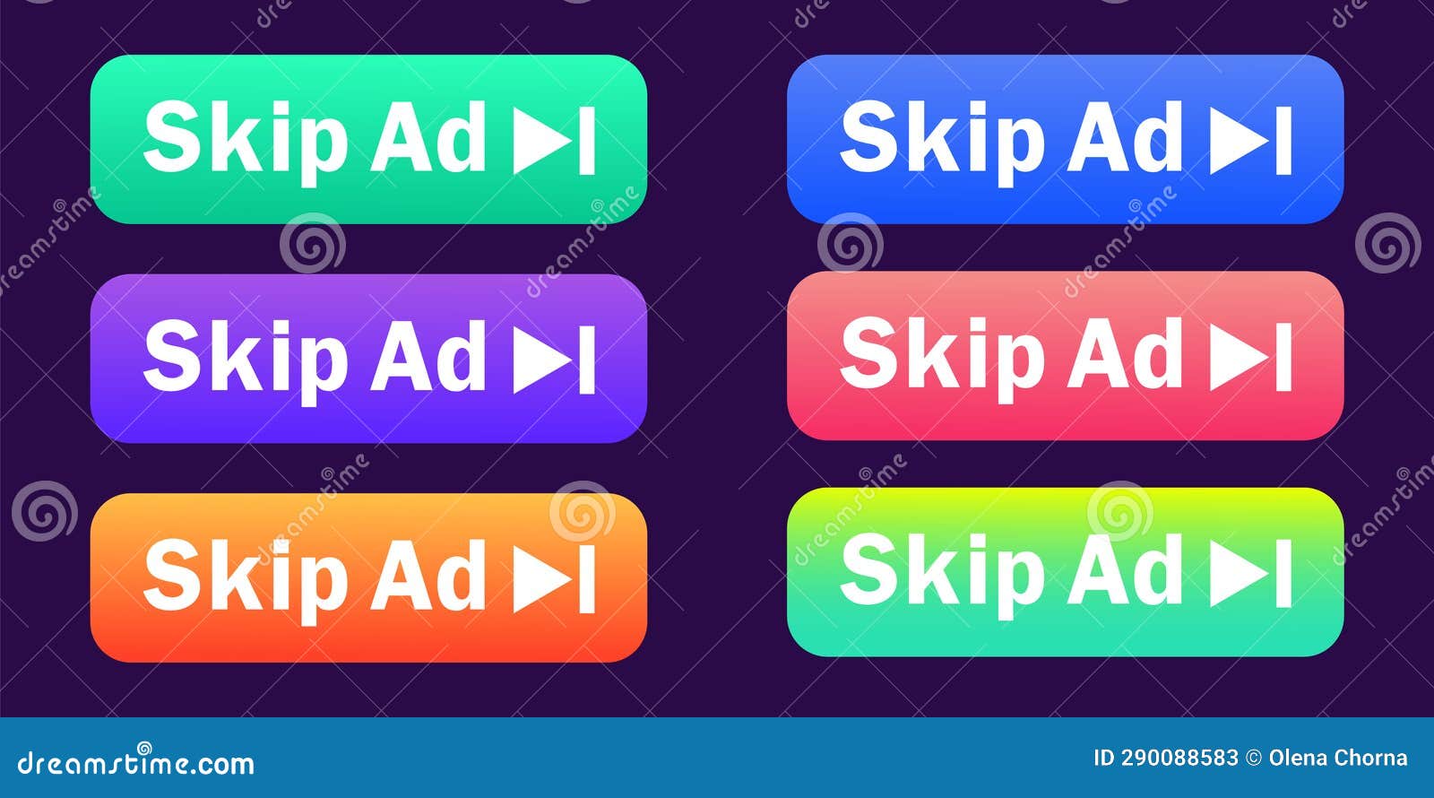 Skip Ad Button. Video Block Icon for Advertising. App Template for ...